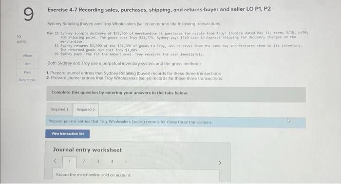 Solved Exercise 4-7 Recording sales, purchases, shipping, | Chegg.com