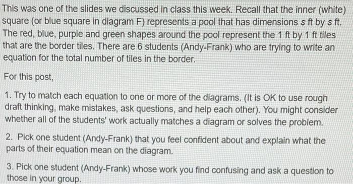 Solved Do these expressions match the pool border problem? | Chegg.com