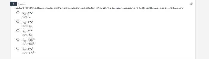 Solved 9 3 points Achunk of LiPO is thrown in water and the | Chegg.com
