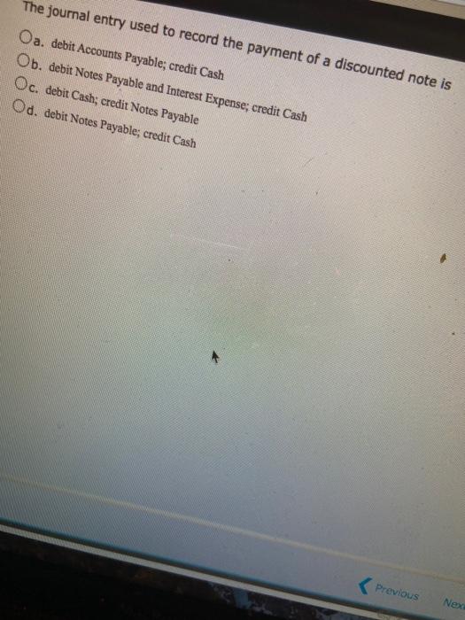 Solved The journal entry used to record the payment of a | Chegg.com