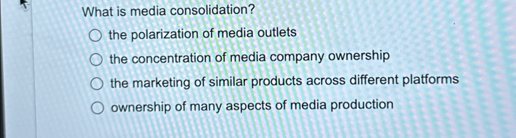 Solved What is media consolidation?the polarization of media | Chegg.com