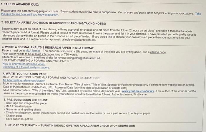 1. TAKE PLAGIARISM QUIZ: Please take this | Chegg.com