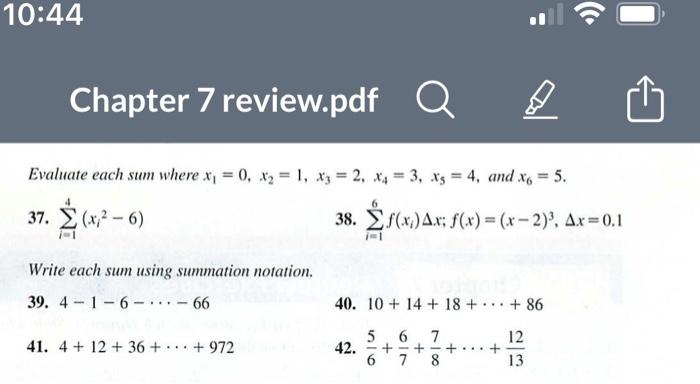 Solved Evaluate each sum where x1=0,x2=1,x3=2,x4=3,x5=4, and | Chegg.com