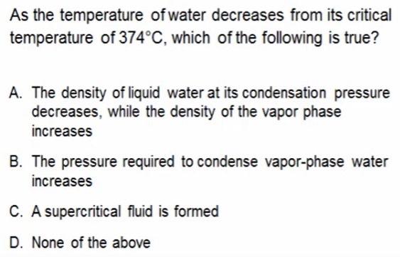 Solved As the temperature of water decreases from its | Chegg.com