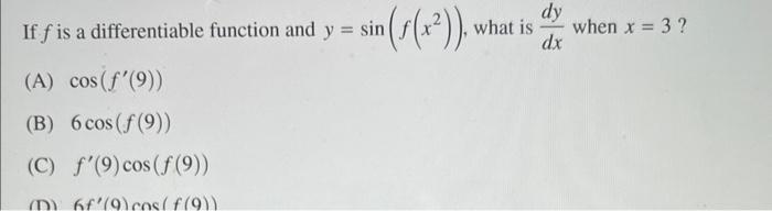 Solved If f is a differentiable function and y=sin(f(x2)), | Chegg.com