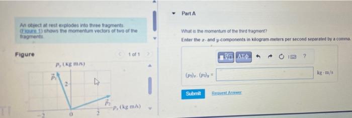 Solved Mn oblect at rest explodes into thrbe fragments (EDse | Chegg.com