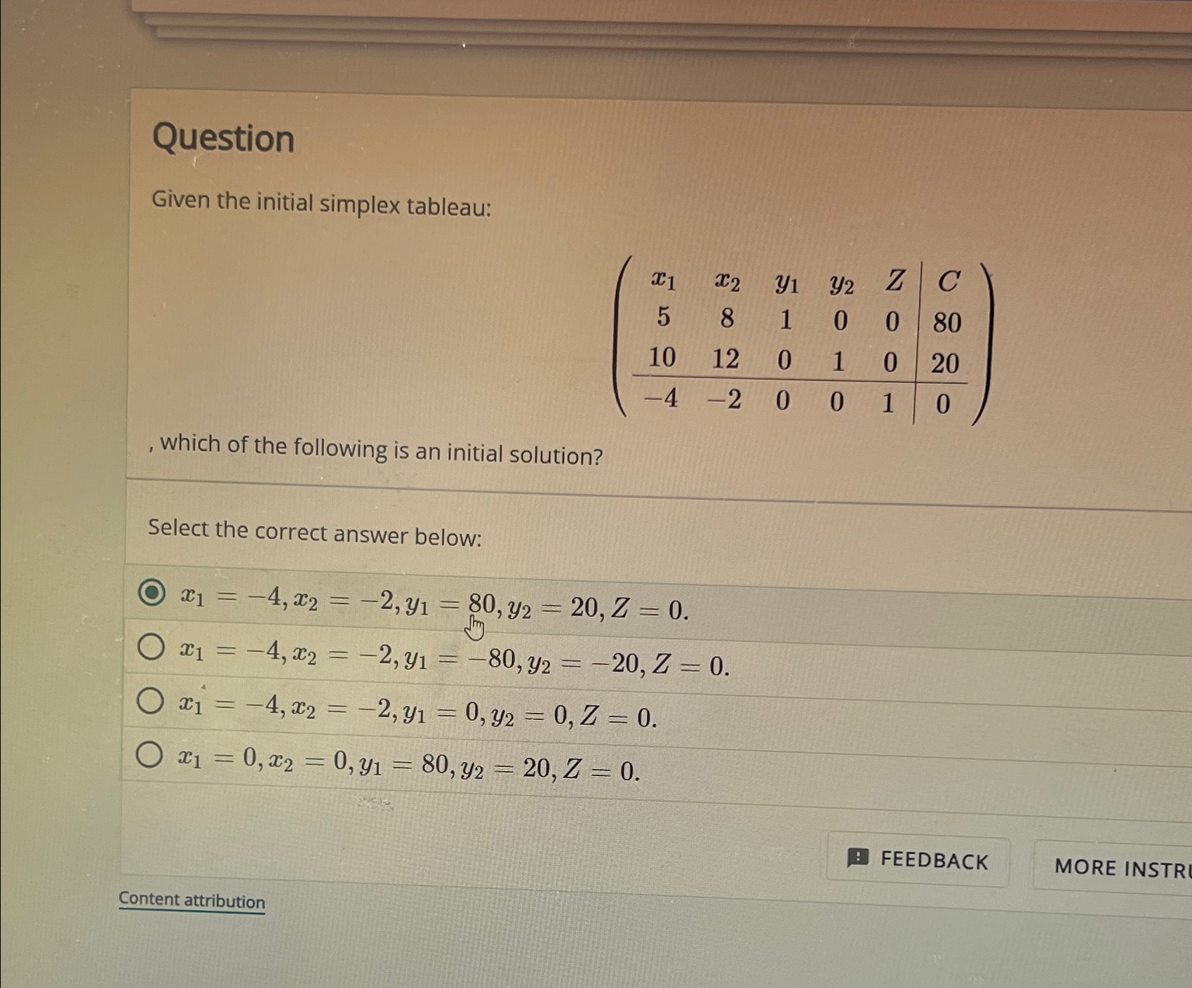 Solved QuestionGiven the initial simplex | Chegg.com
