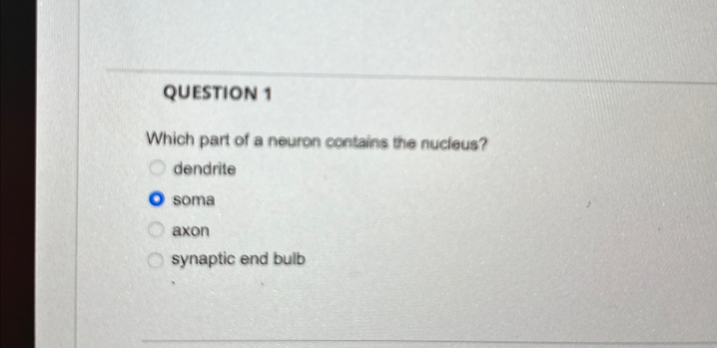 Solved QUESTION 1Which part of a neuron contains the | Chegg.com