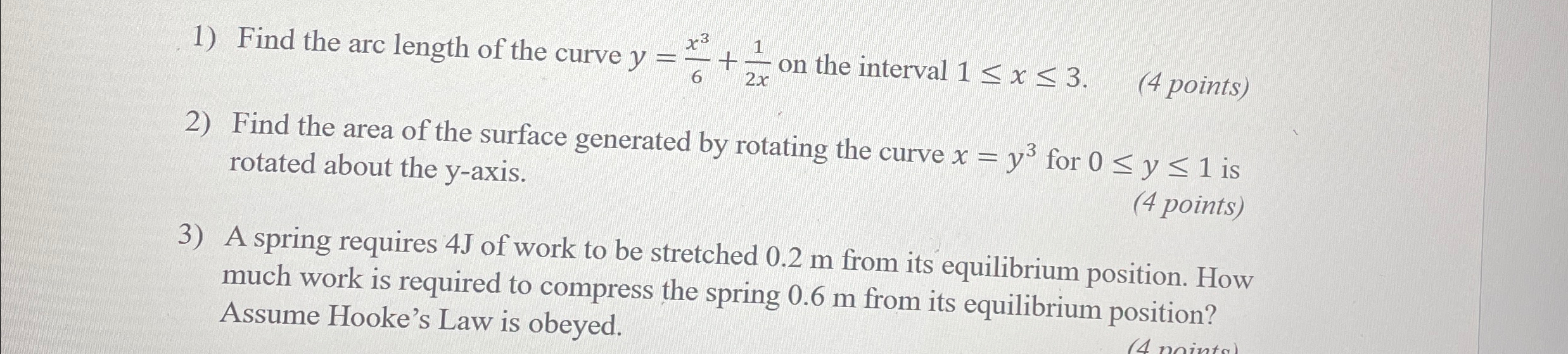 Solved Find the arc length of the curve y=x36+12x ﻿on the | Chegg.com