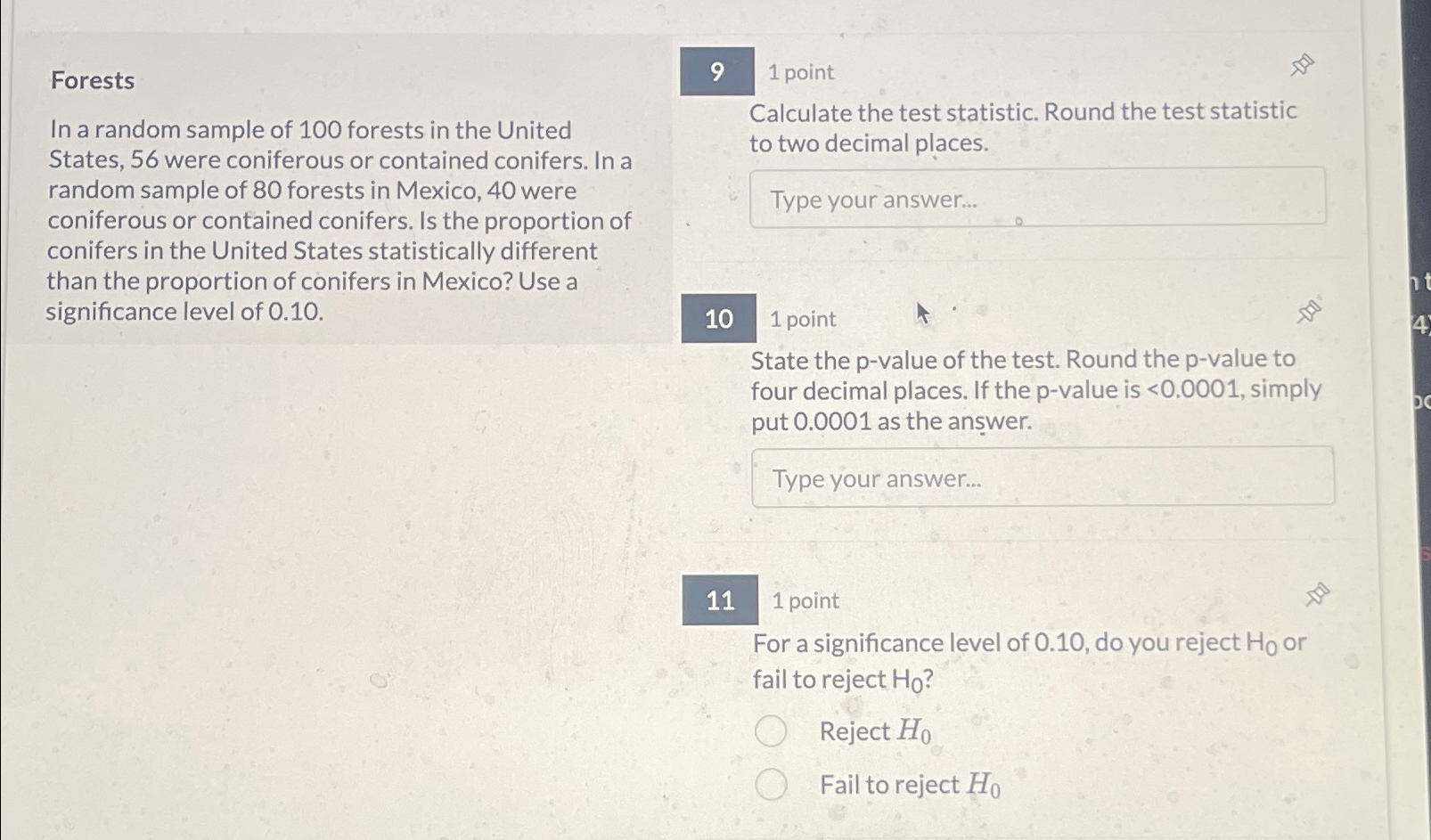 Solved ForestsIn a random sample of 100 ﻿forests in the | Chegg.com