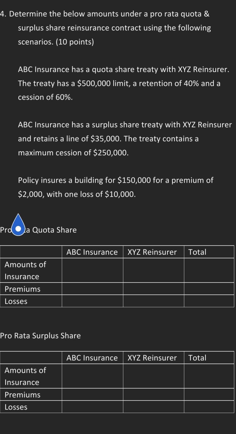 Solved 4. Determine the below amounts under a pro rata quota | Chegg.com