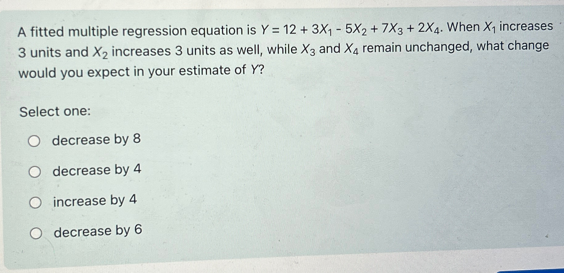 Solved A fitted multiple regression equation is | Chegg.com