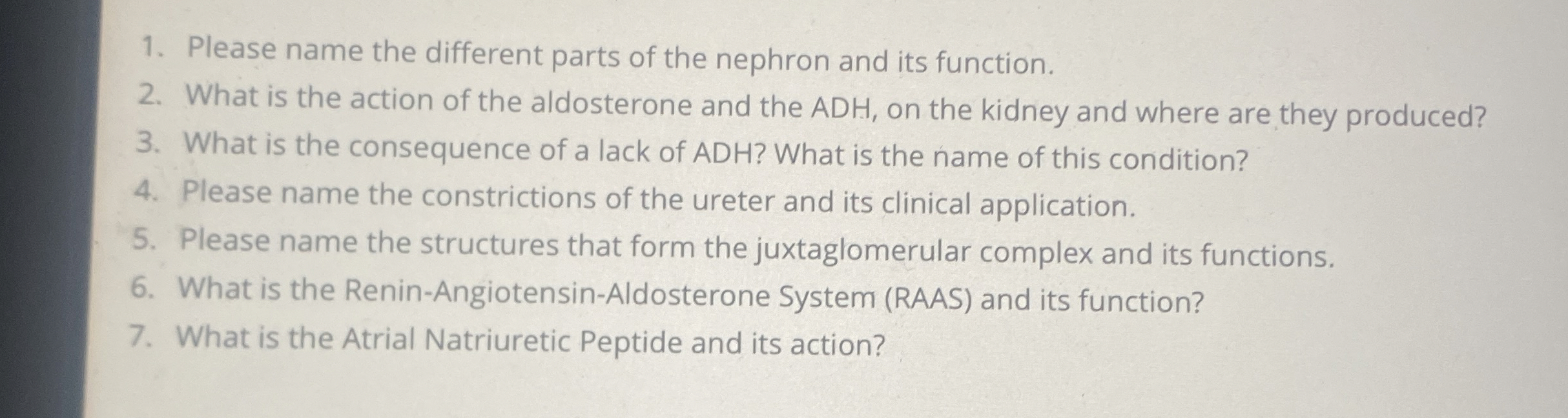 Solved Please name the different parts of the nephron and | Chegg.com