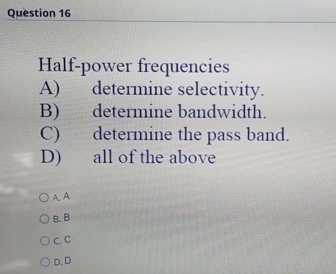 Solved Question 16 Half-power frequencies A) determine | Chegg.com