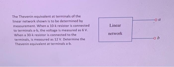 Solved The Thevenin equivalent at terminals of the linear | Chegg.com
