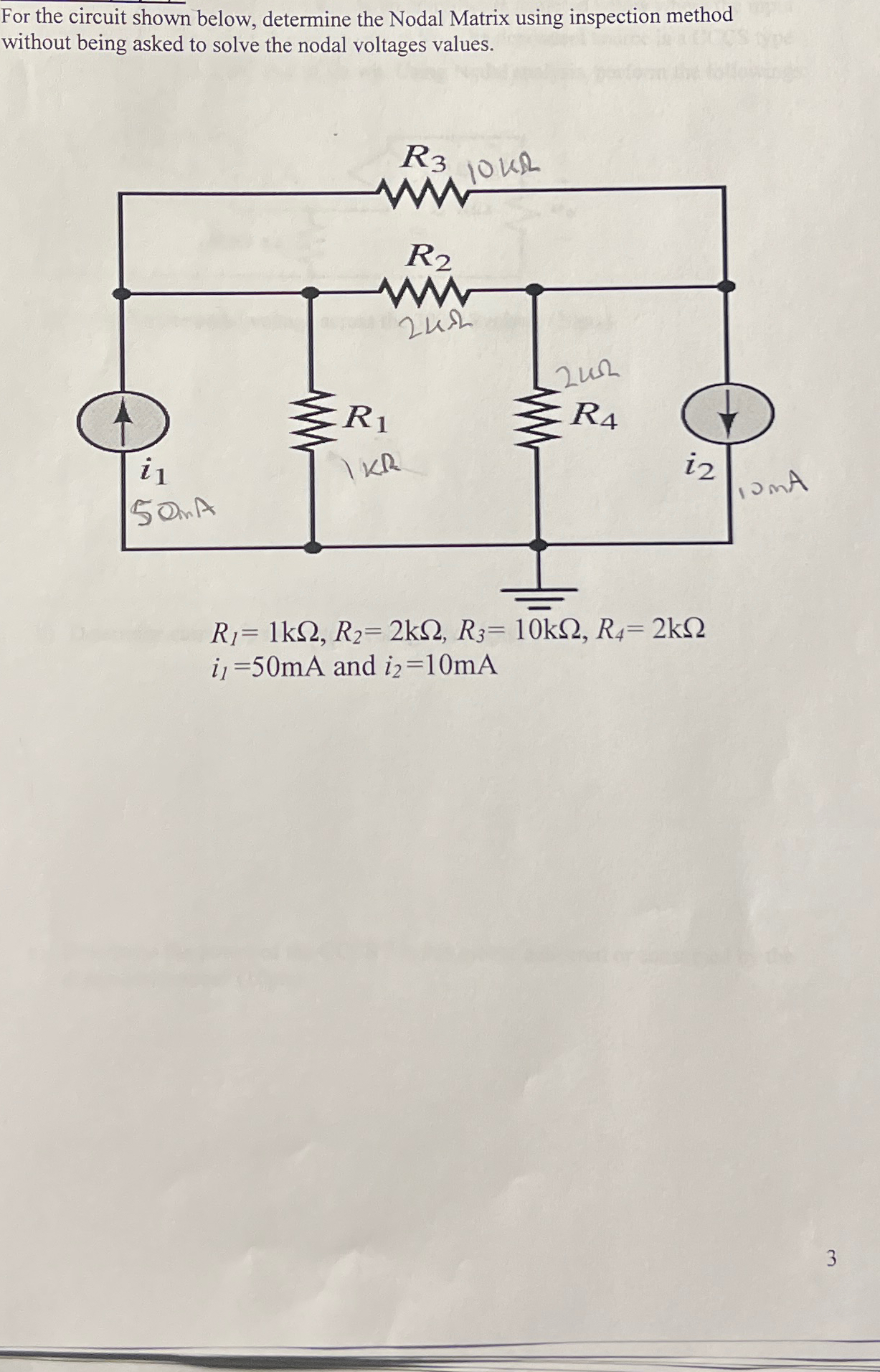 Solved For the circuit shown below, determine the Nodal | Chegg.com