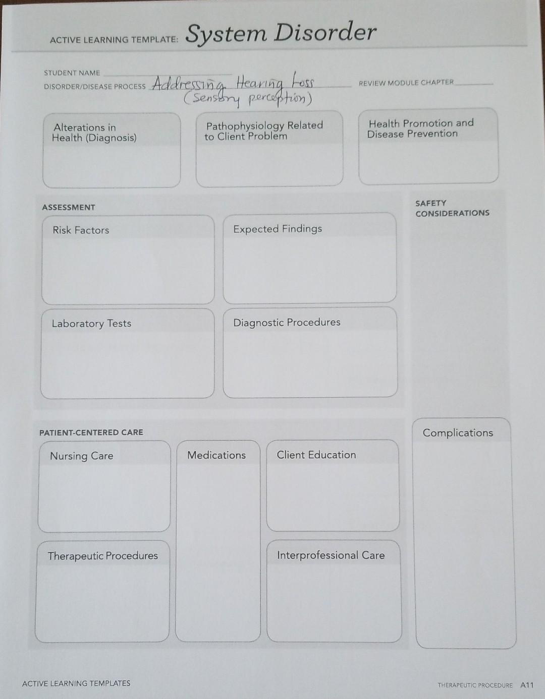 Solved ACTIVE LEARNING TEMPLATE System Disorder STUDENT Chegg