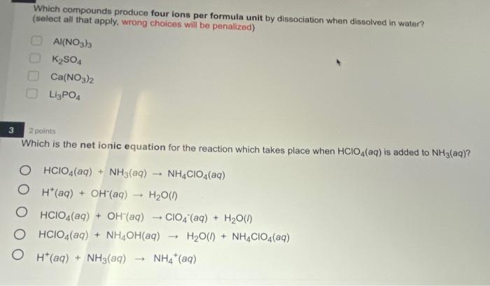 Solved Which compounds produce four ions per formula unit by | Chegg.com