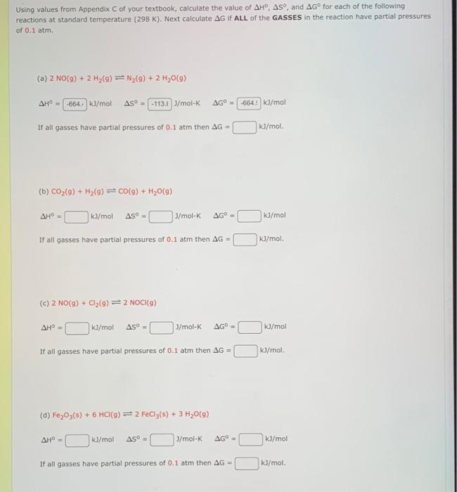 Solved Using values from Appendix C of your textbook, | Chegg.com