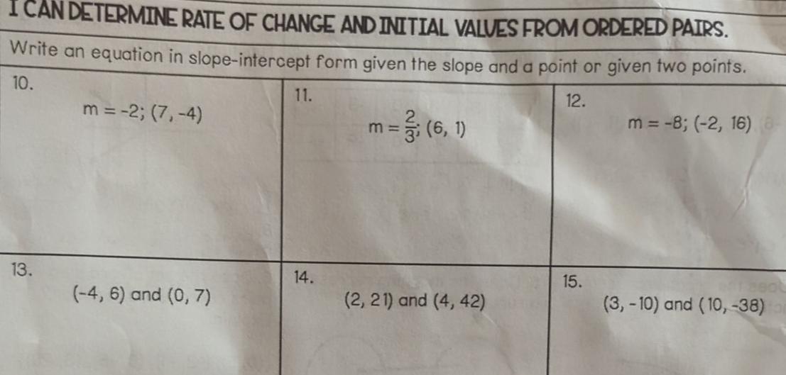 Solved I CAN DETERMINE RATE OF CHANGE ANDINITIAL VALUES FROM | Chegg.com