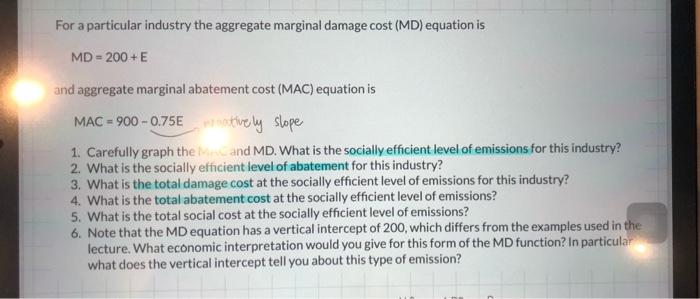 Solved For a particular industry the aggregate marginal | Chegg.com