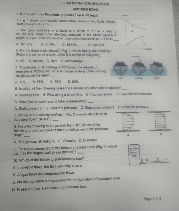 Solved I. Multiple-Choice Problems ( 4 points / each. 40 | Chegg.com