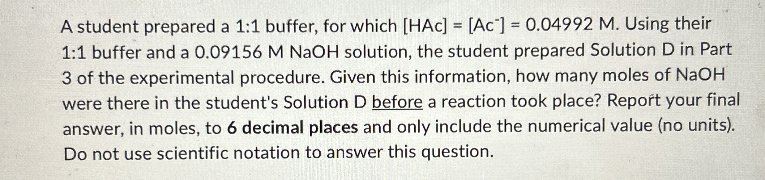 Solved by an EXPERT A student prepared a 1:1 ﻿buffer, for which | Chegg.com