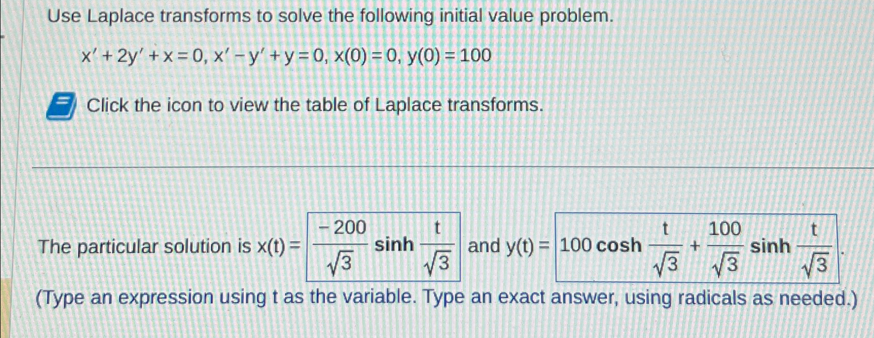Solved Use Laplace transforms to solve the following initial | Chegg.com