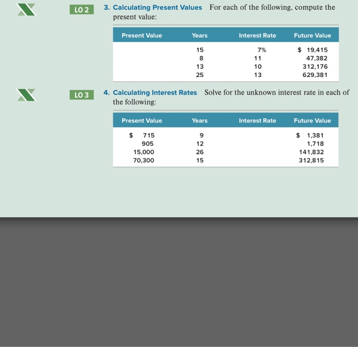 Solved LO 2 3. Calculating Present Values For each of the | Chegg.com