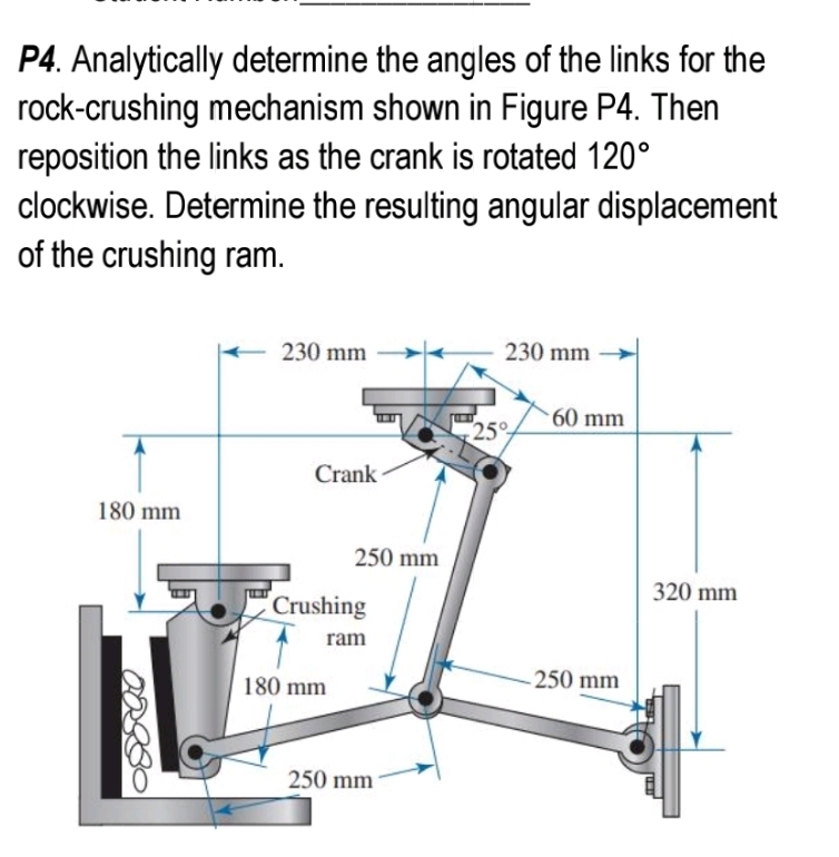 Solved P4. ﻿Analytically determine the angles of the links | Chegg.com