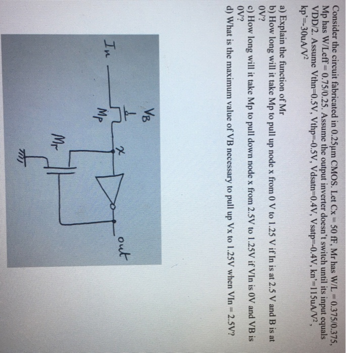 Consider the circuit fabricated in 0.25um CMOS. Let | Chegg.com