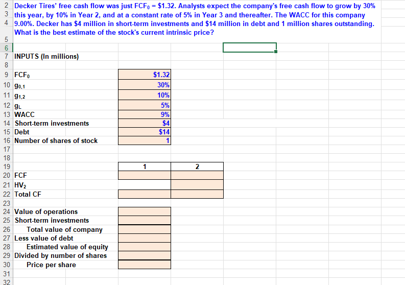 Solved ∩Give answers for all cells and provide formulas for | Chegg.com
