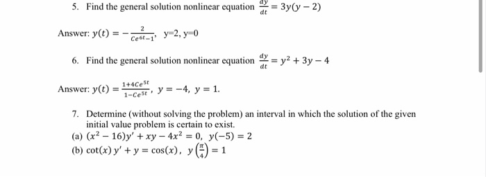 Solved 5. Find the general solution nonlinear equation = | Chegg.com