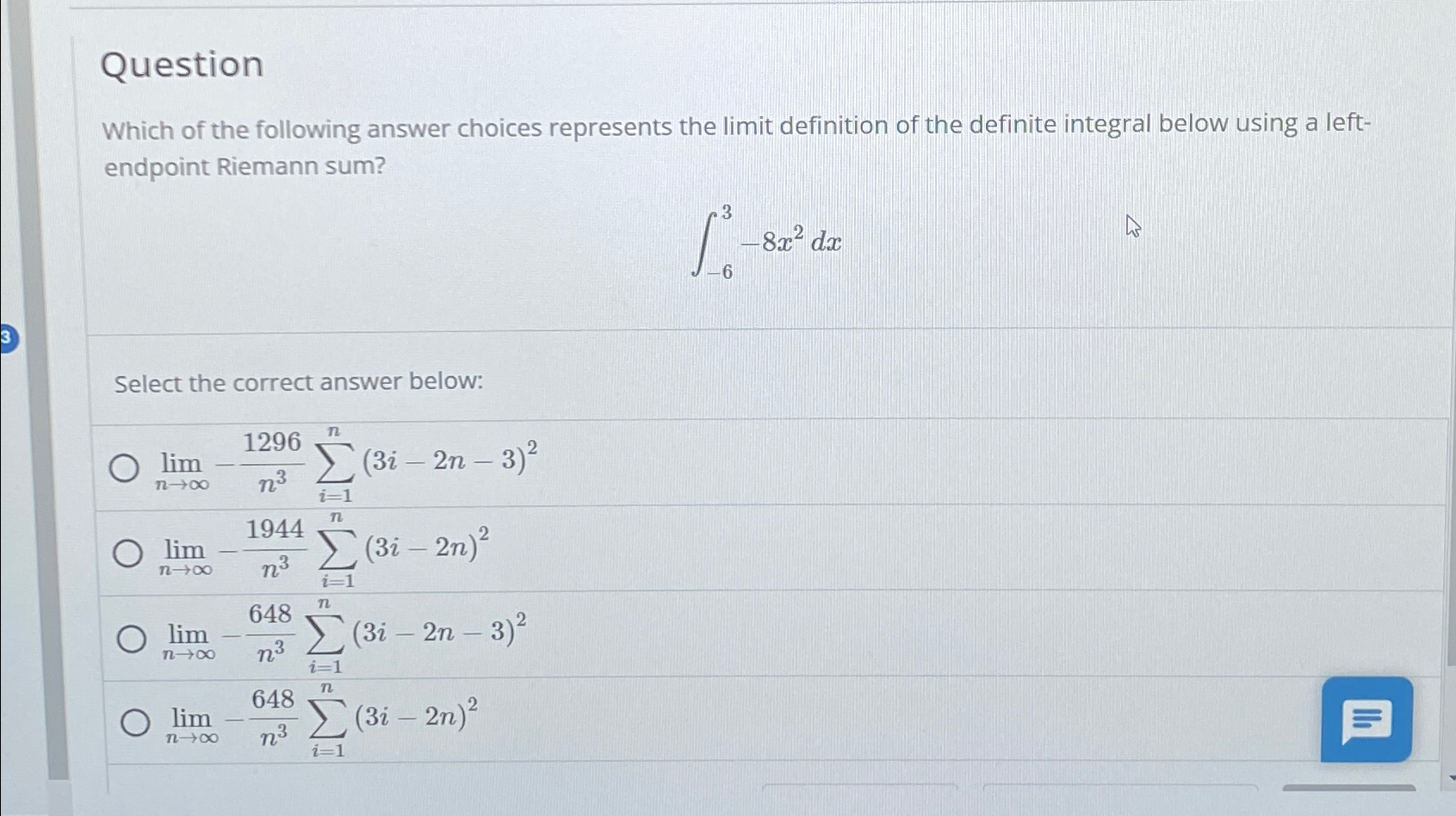 Solved QuestionWhich of the following answer choices | Chegg.com