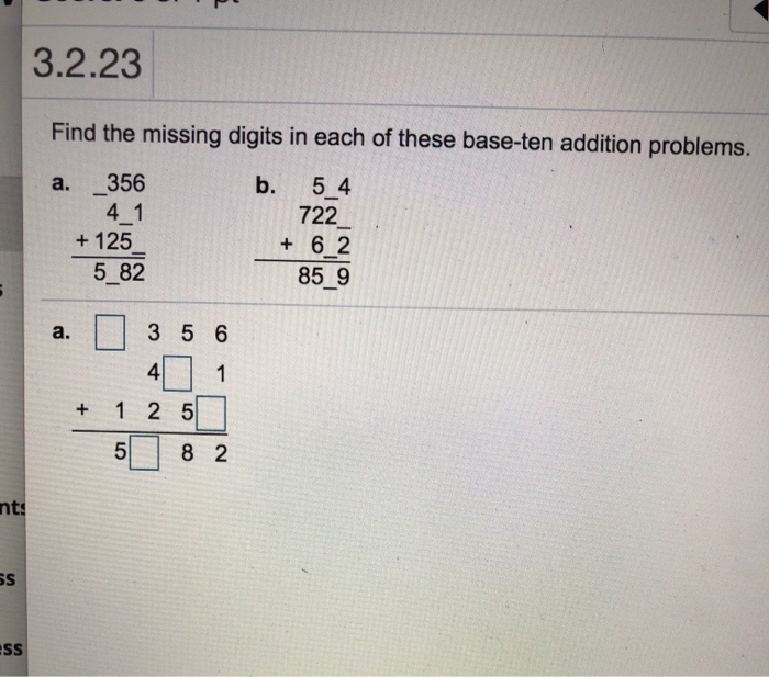 Solved P 3.2.23 Find the missing digits in each of these | Chegg.com