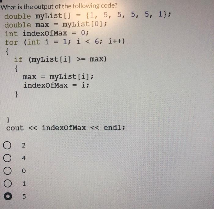 Solved What is the output of the following code? double | Chegg.com