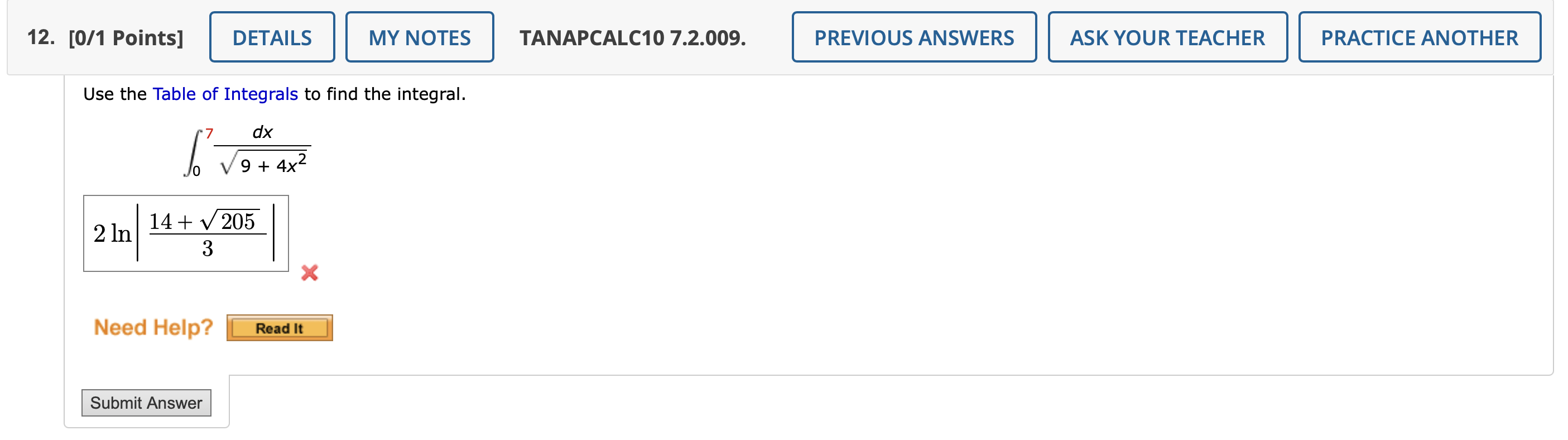 Solved Use the Table of Integrals to find the | Chegg.com