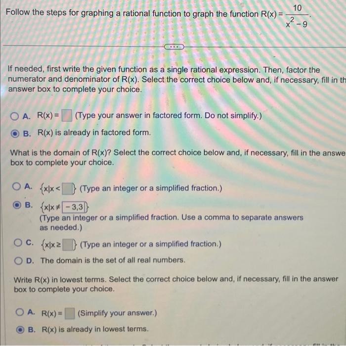 Solved Follow the steps for graphing a rational function to | Chegg.com
