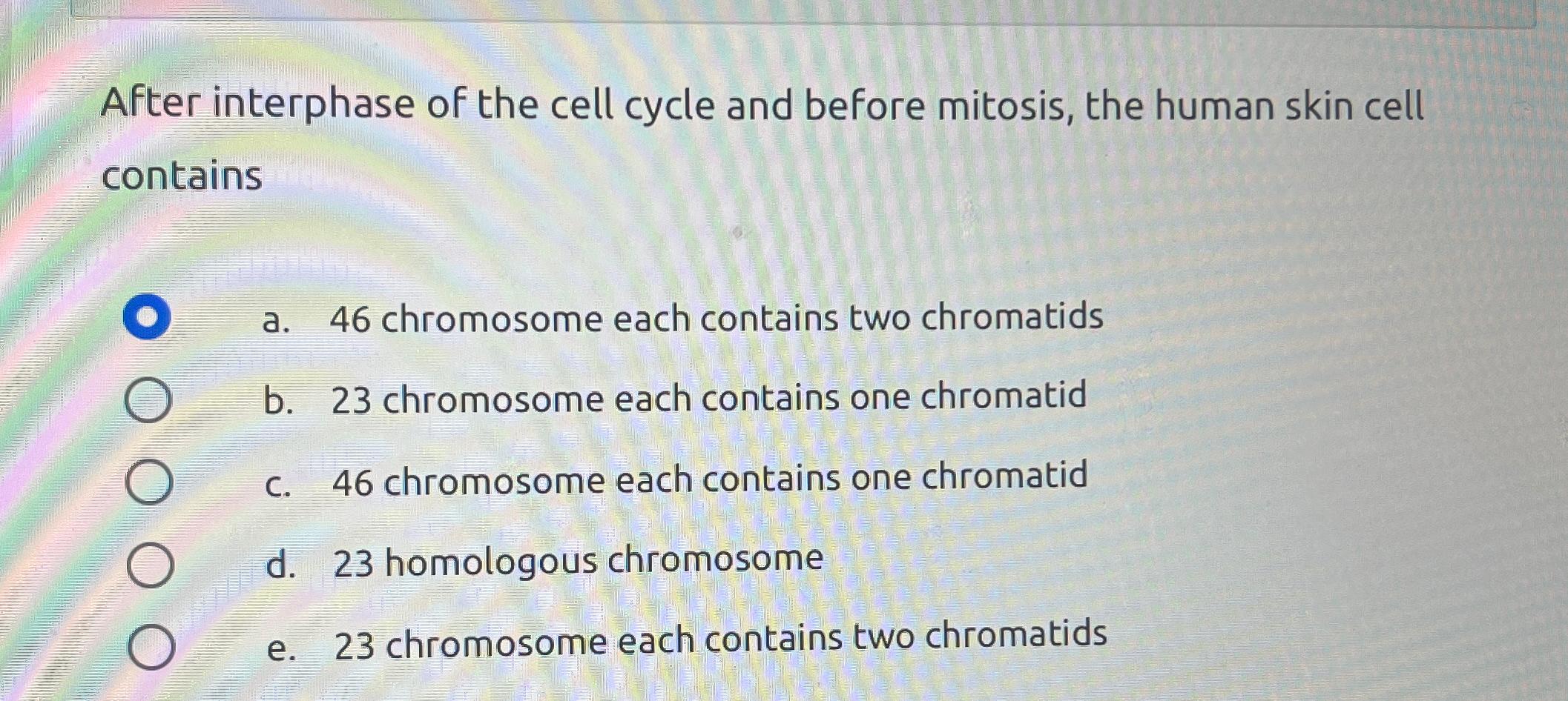 Solved After interphase of the cell cycle and before | Chegg.com