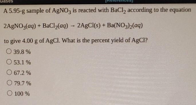 Solved A 5.95 sample of AgNO3 is reacted with BaCl2 | Chegg.com