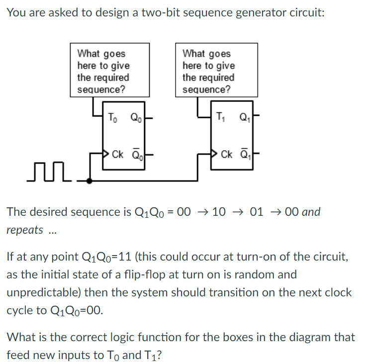 Solved You are asked to design a two-bit sequence generator | Chegg.com