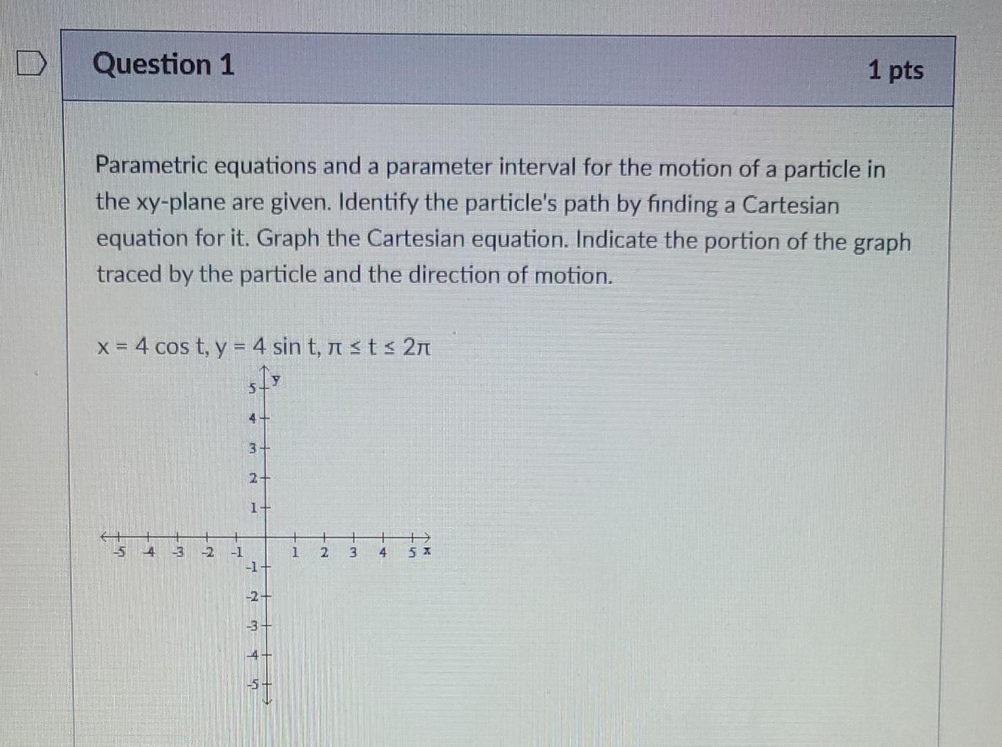 Solved Parametric equations and a parameter interval for the | Chegg.com
