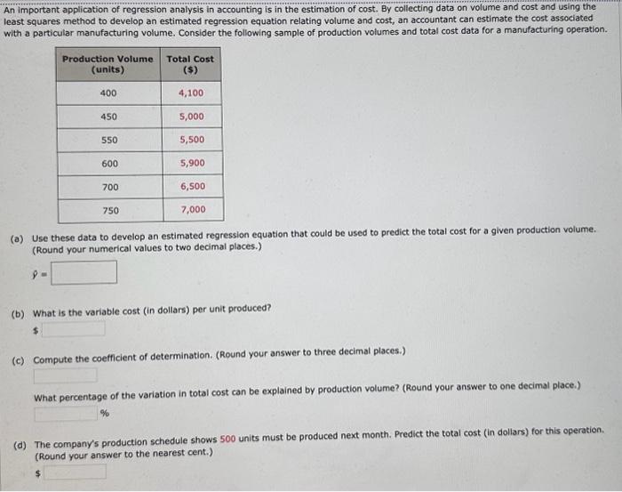 Solved An important application of regression analysis in | Chegg.com