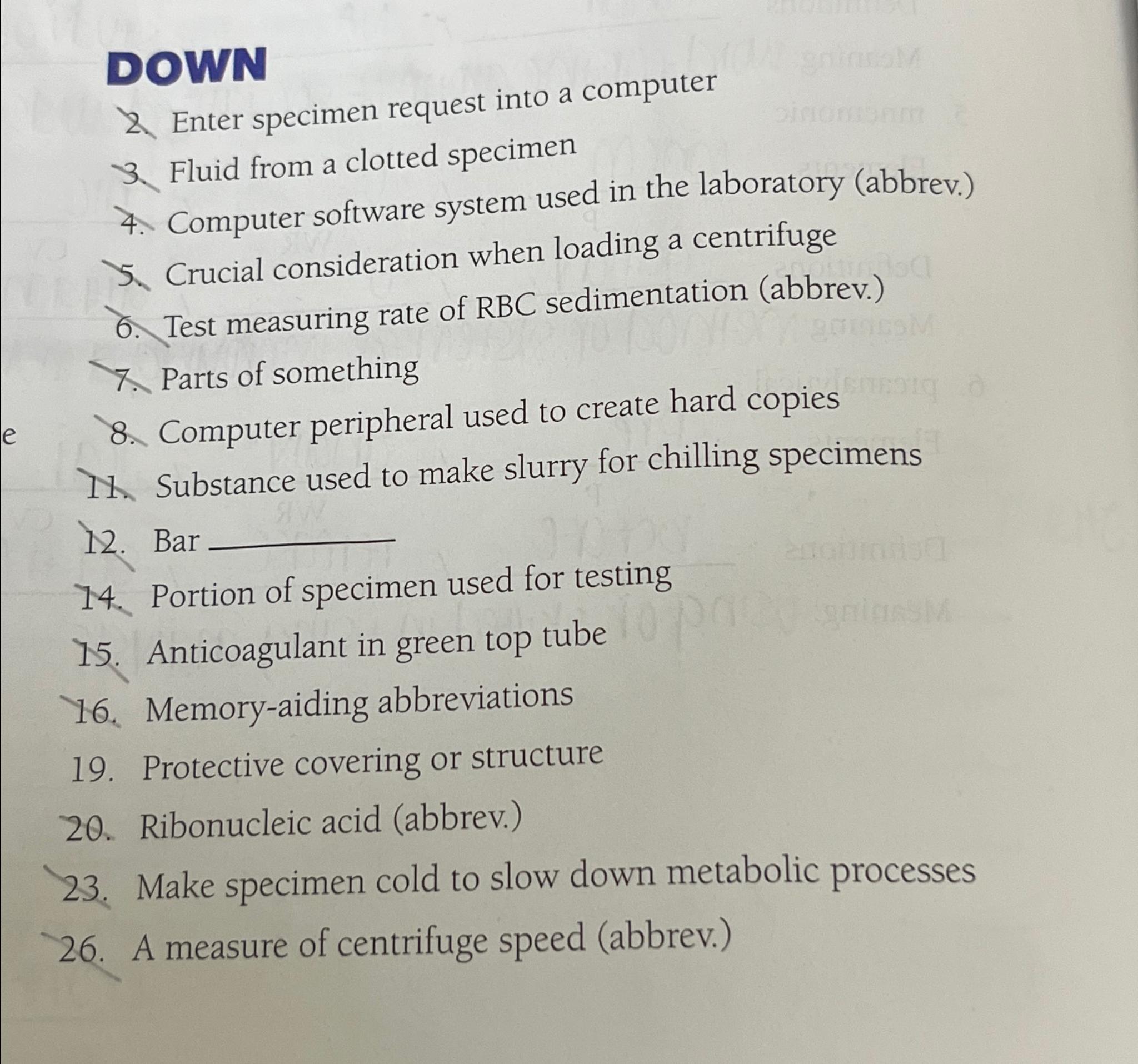 Solved DOWN2. ﻿Enter specimen request into a computer3. | Chegg.com