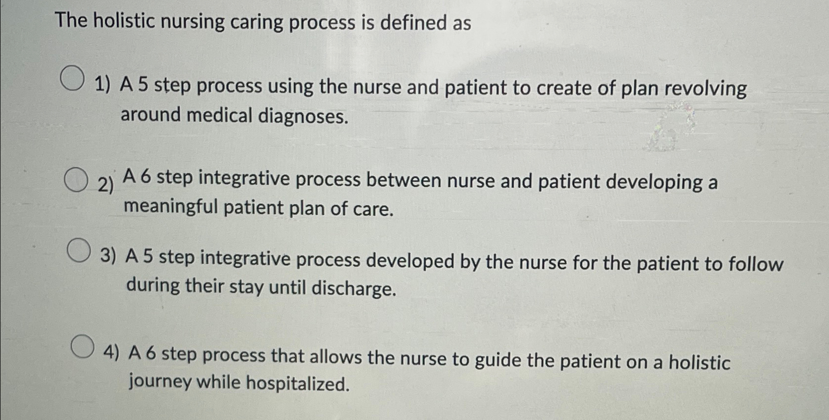 Solved The holistic nursing caring process is defined asA 5 | Chegg.com