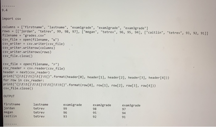 Solved (Class Average: Creating a Grade Report from a CSV | Chegg.com