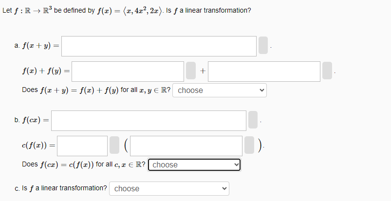 Solved Let f:R→R3 ﻿be defined by f(x)=(:x,4x2,2x:). ﻿Is f ﻿a | Chegg.com