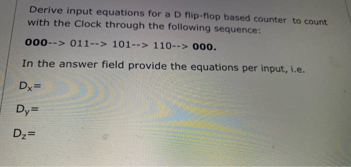 Solved Derive input equations for a D flip-flop based | Chegg.com