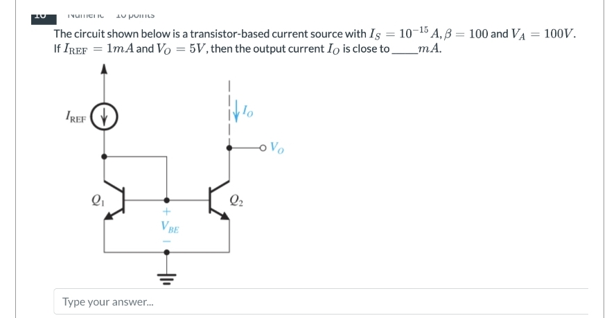 Solved The circuit shown below is a transistor-based current | Chegg.com