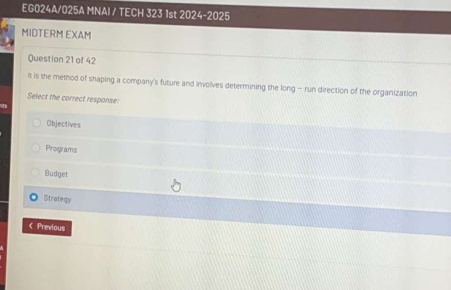 Solved MIDTERM EXAMQuestion 21 ﻿of 42It is the method of | Chegg.com